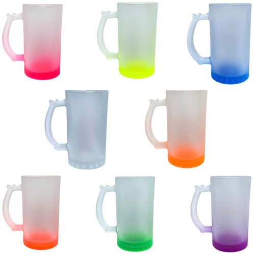 Caneca de Chopp Lisa em Vidro Jateado Degrade - 475ml | Shopee Brasil