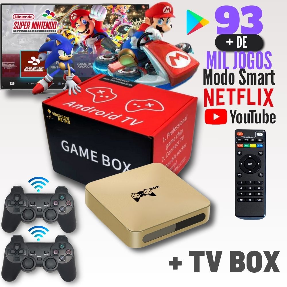 Video Game Retro Game Box 93 Mil Jogos 2 Controles sem fio | Shopee Brasil