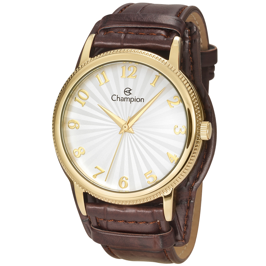 Relógio Champion Masculino Couro Marrom original À Prova D'Água ...