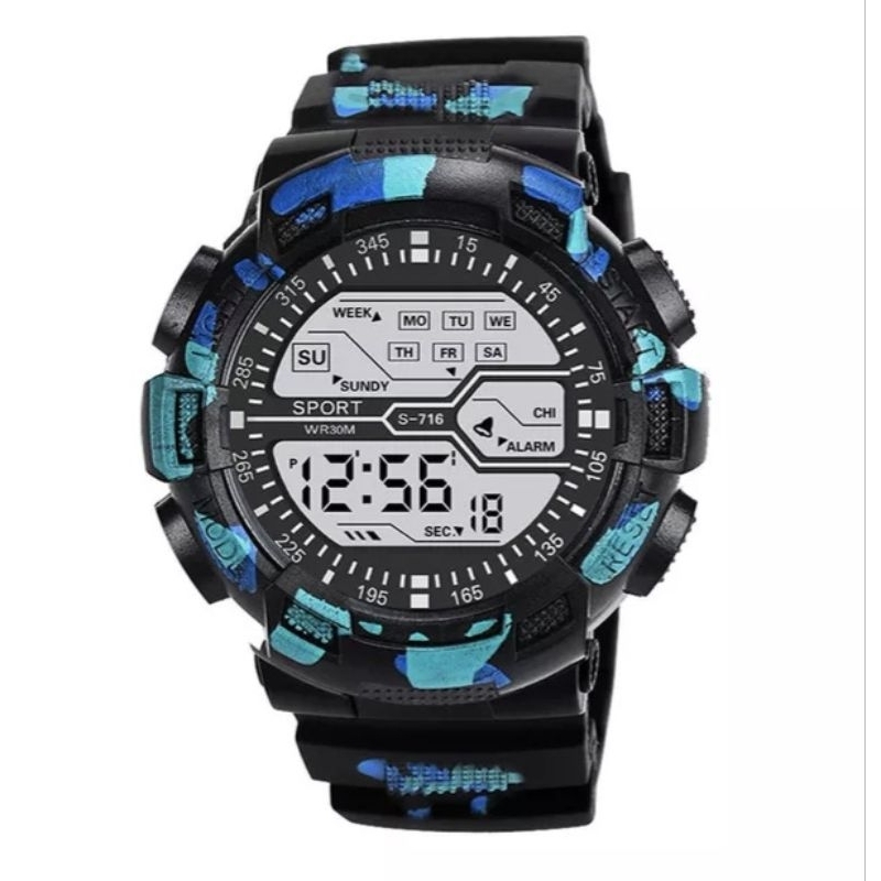 Relógio de Pulso Esportivo Masculino Digital A Prova D'água Militar Azul | Shopee Brasil