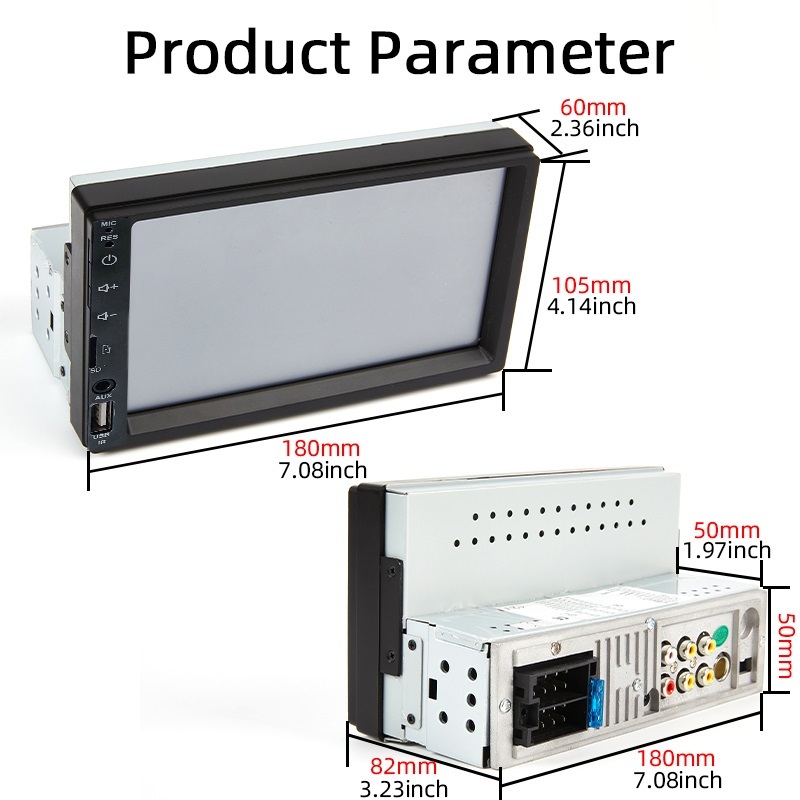 Central Multimídia Carplay/Android Auto 1 Din 7 Polegadas MP5 Bluetooth USB/AUX/TF Mirrorlink ...