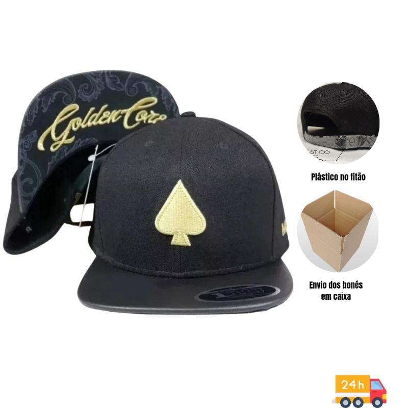 Boné mcd golden core branco preto aba reta fitão regulável bone ...
