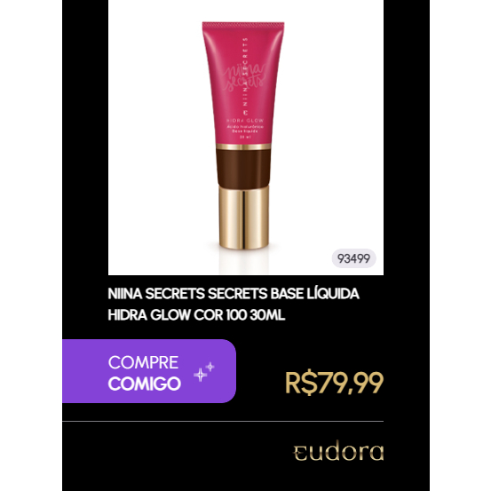 BASE NINA SECRETS HIDRA GLOW | Shopee Brasil