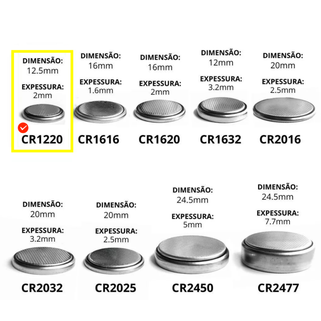 EC-161220 Bateria De Litio Cr1220 Cartela COM 5 Unidades，Bateria Botão Cr1220 3v Lithium Cell ...