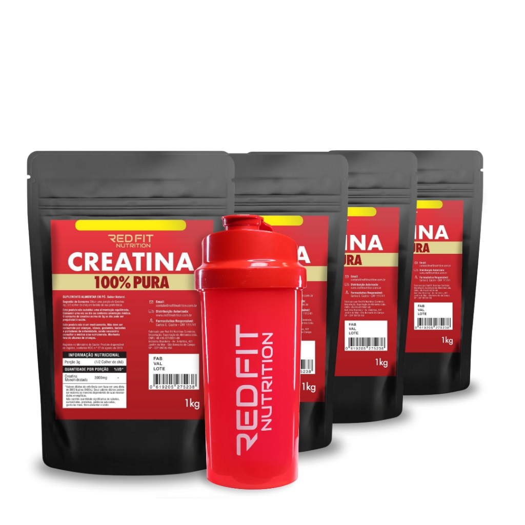 Creatina Monohidratada Kit 1Kg - 100% Pura Importada - Red Fit ...