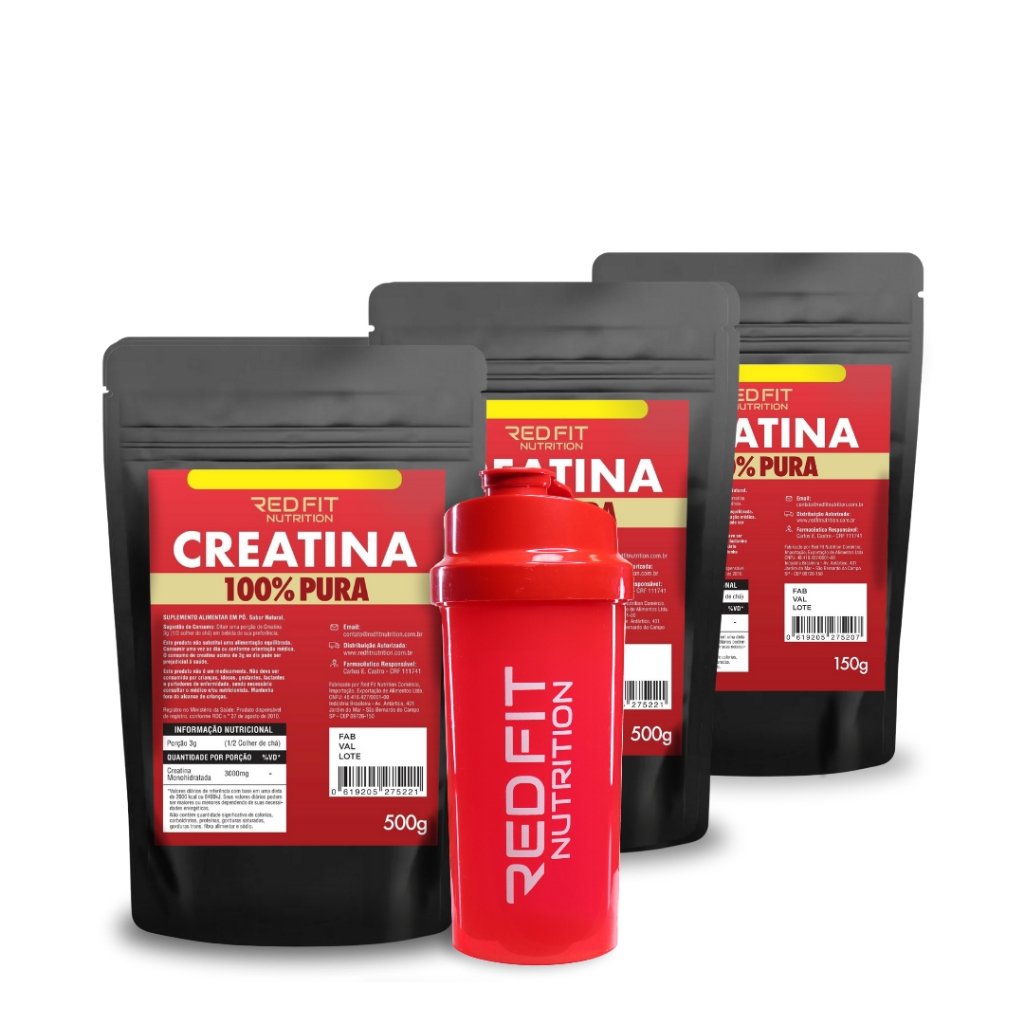 Creatina Monohidratada Kit 500g - 100% Pura Importada - Red Fit ...