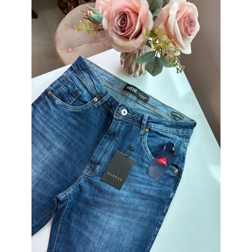 Calça Jeans Dardak Modelo cig. barra desfiada | Shopee Brasil