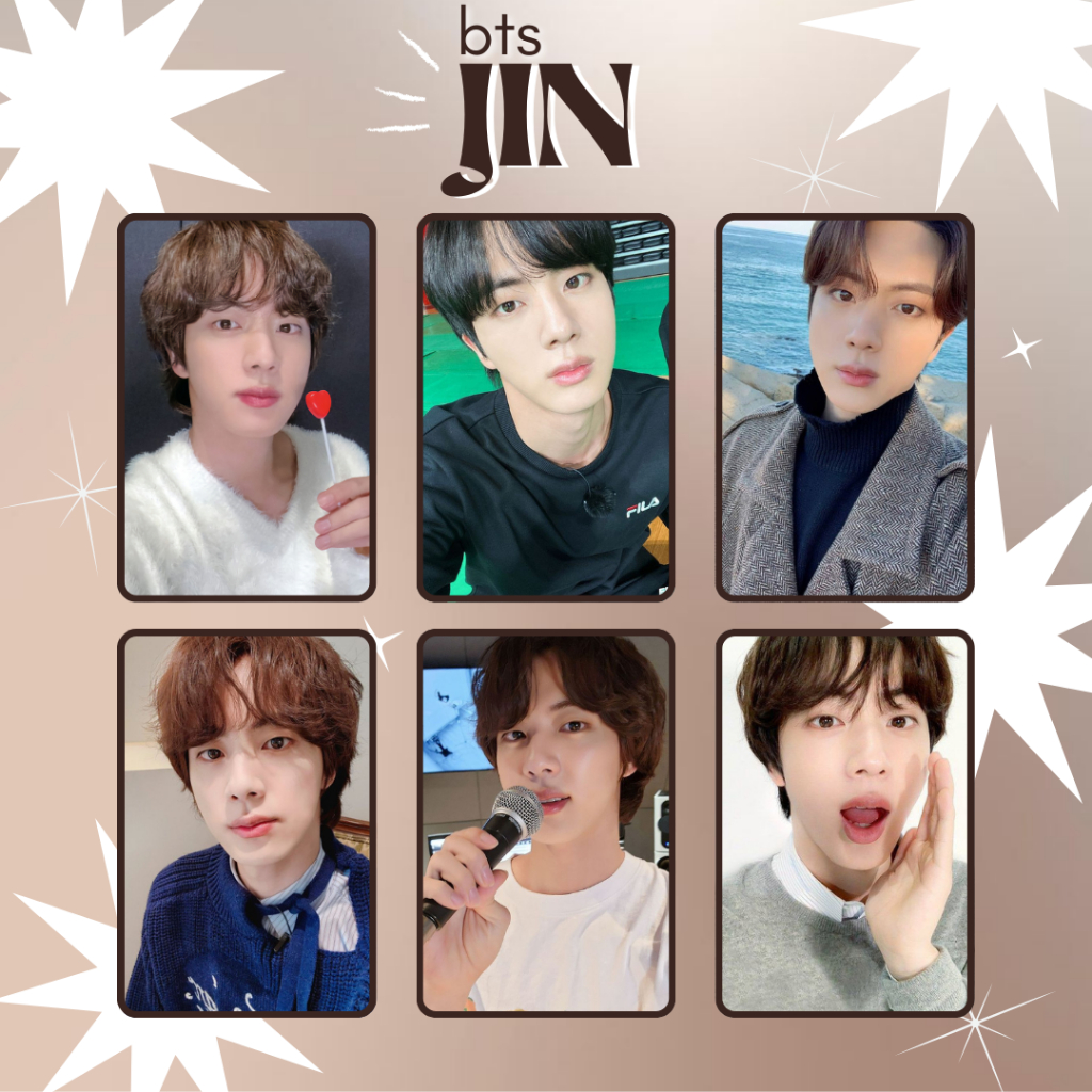 BTS - Jin, set 6 Photocards Fanmade frente e verso, Set HeartPop ...