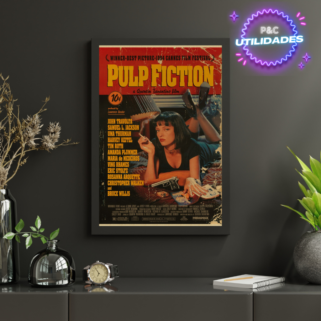 Quadro Pulp Fiction Tamanho Grande A3 - Poster Pulp Fiction - Pulp Fiction Tempo de Violência ...
