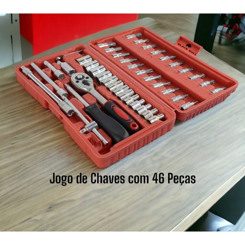 Kit Ferramenta Completa Jogo de Chaves Catraca Reversível Soquetes 46 ...