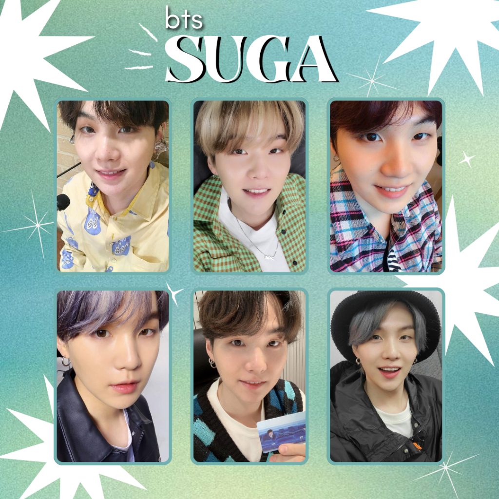 BTS - Suga, set 6 Photocards Fanmade frente e verso, Set Smile | Shopee ...