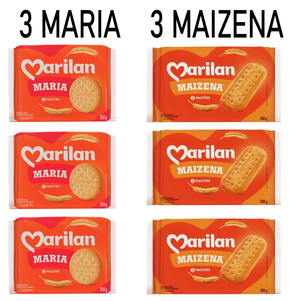 Biscoito Marilan Maria Maizena Kit 6 Pacotes Bolacha 350g | Shopee Brasil