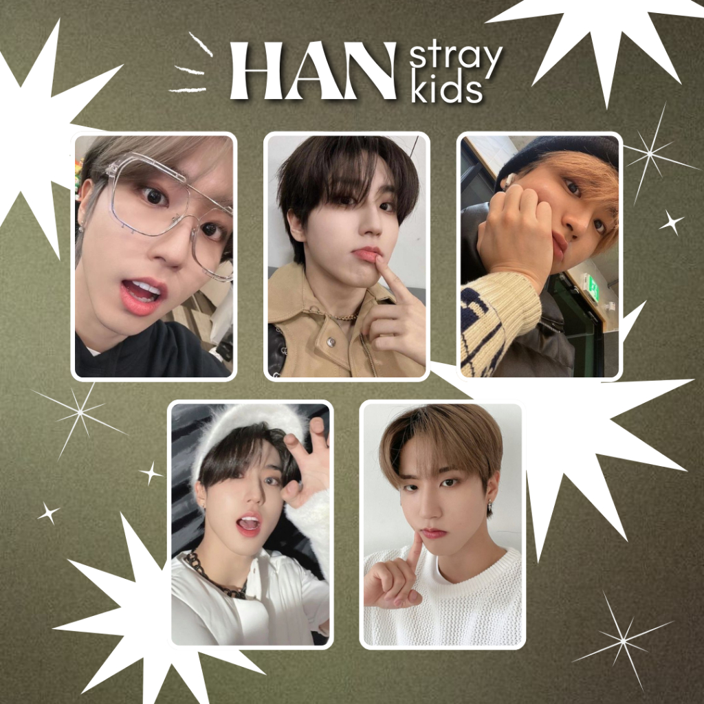STRAY KIDS - Han, set 5 Photocards Fanmade frente e verso, Set Esquilinho | Shopee Brasil