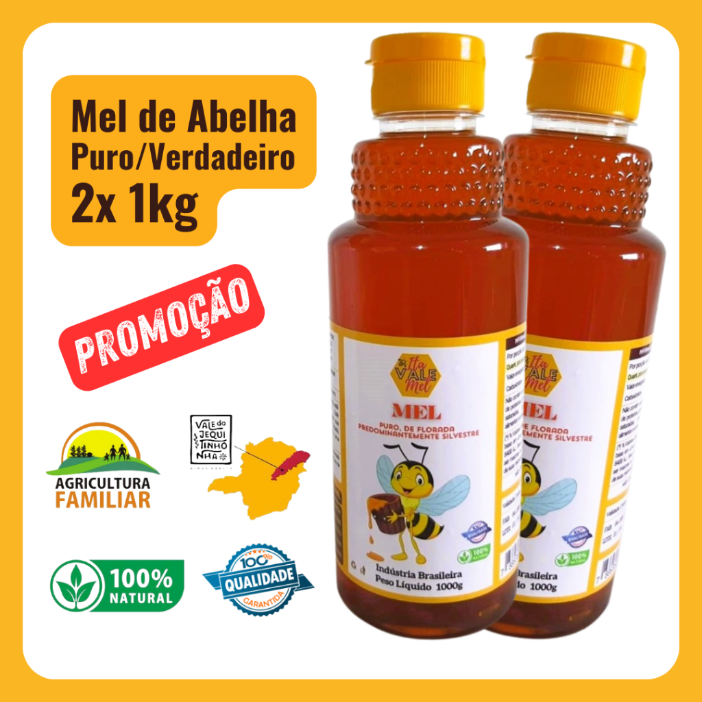 Kit 2kg Mel de Abelha Puro 100% Natural Silvestre - Vale do ...
