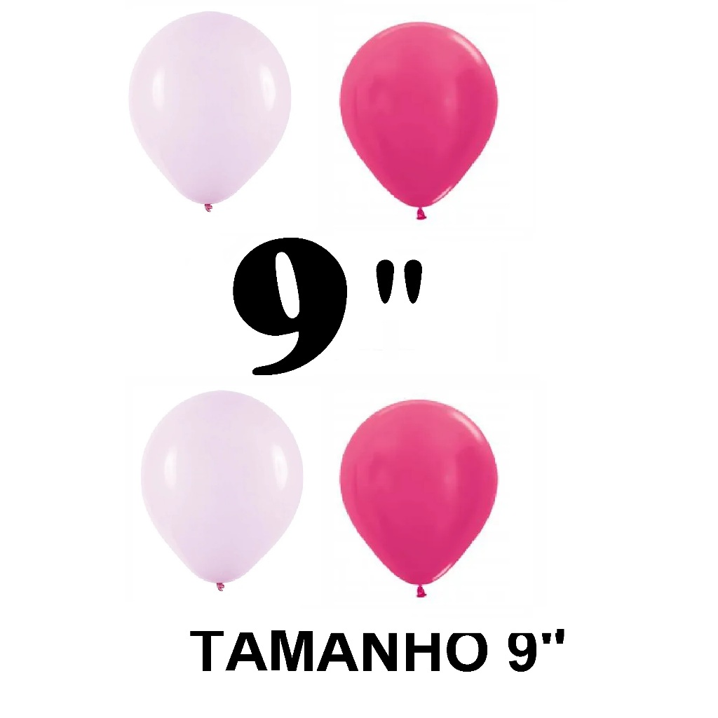 Balão - Bexiga Rosa candy c/ Rosa forte 9 polegadas Pacote - 30 ...