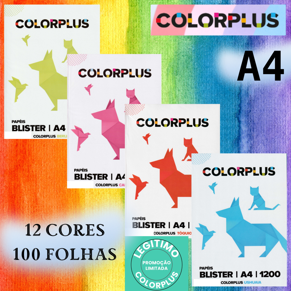 Papel ColorPlus A4 120 grs - 100 Folhas | Shopee Brasil