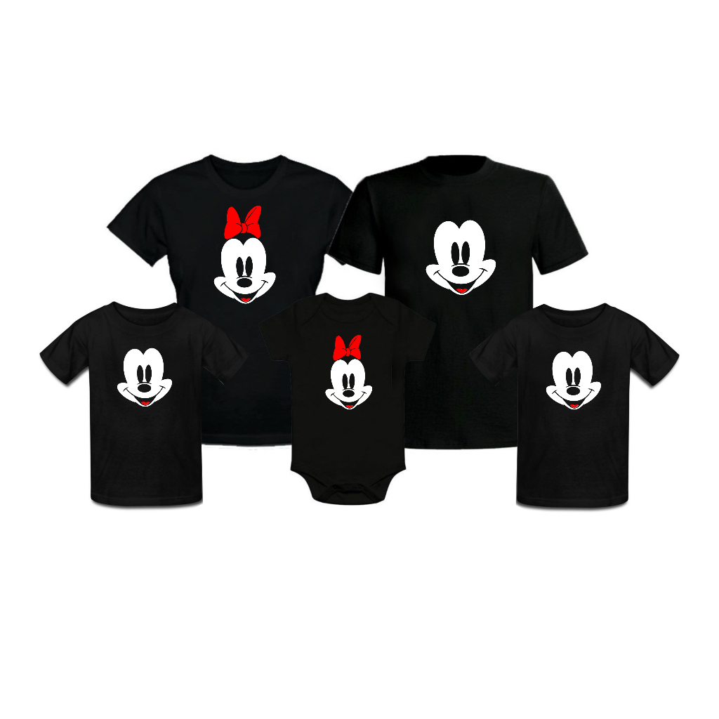 Kit mickey minnie disney FAMILIA PAI MAE FILHOS BEBE IRMÃOS Com 5 pRETA ...