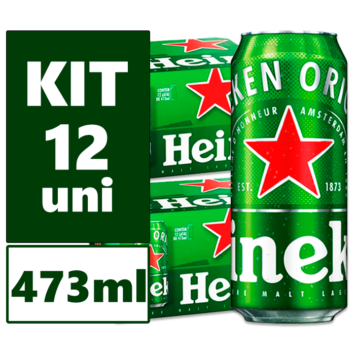 Pack Cerveja Heineken latão 473ml com 12 unidades | Shopee Brasil