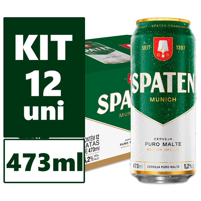 Pack Cerveja Spaten latão 473ml com 12 unidades | Shopee Brasil
