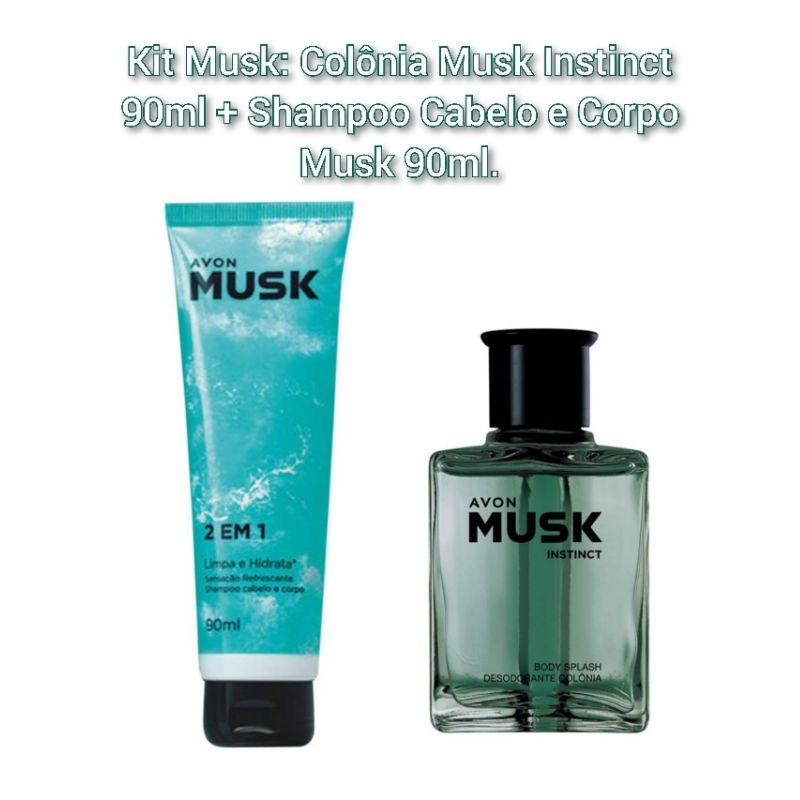 Kit Musk: 1 Colônia Musk Instinct 90ml + Shampoo Cabelo e Corpo Musk ...