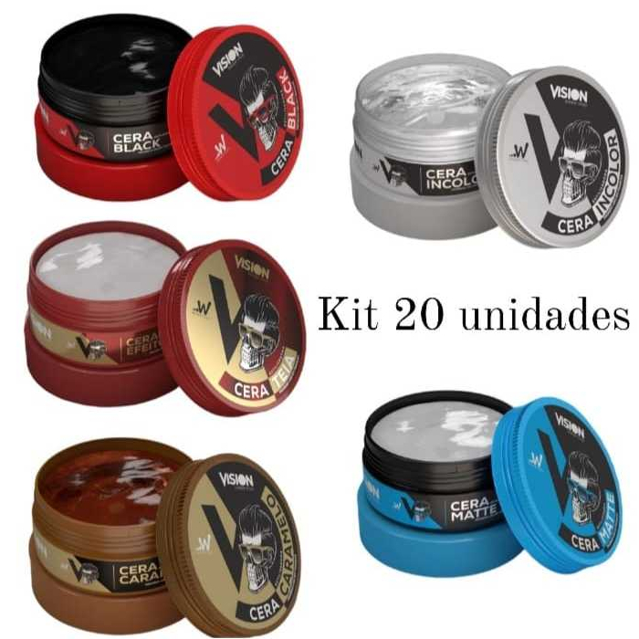 KIT 20 UND POMADA/CERA MODELADORA VISION 70g | Shopee Brasil