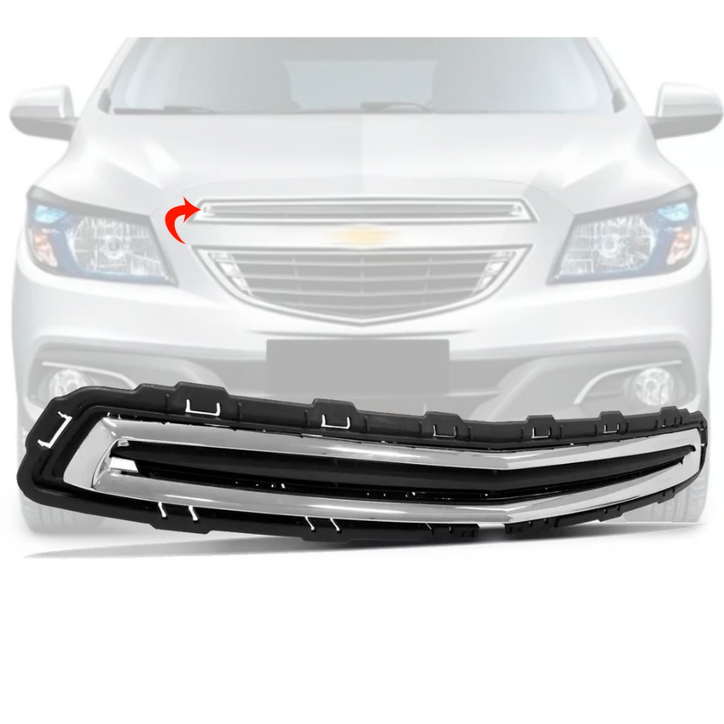 Grade Parachoque Onix Prisma 2013 2014 2015 2016 - Preto Com Friso Cromado | Shopee Brasil