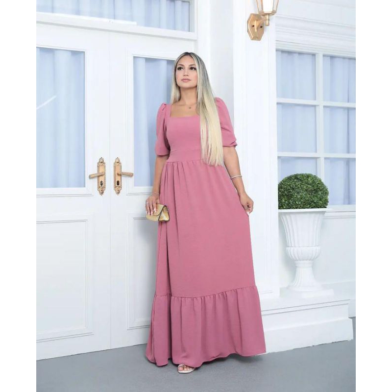 vestido longo modelo dona super elegante | Shopee Brasil