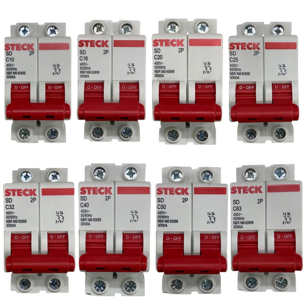 Disjuntor Duplo Bipolar Bifásico Steck 10a, 16a, 20a, 25a, 32a, 40a, 50a ou 63a Curva C | Shopee ...