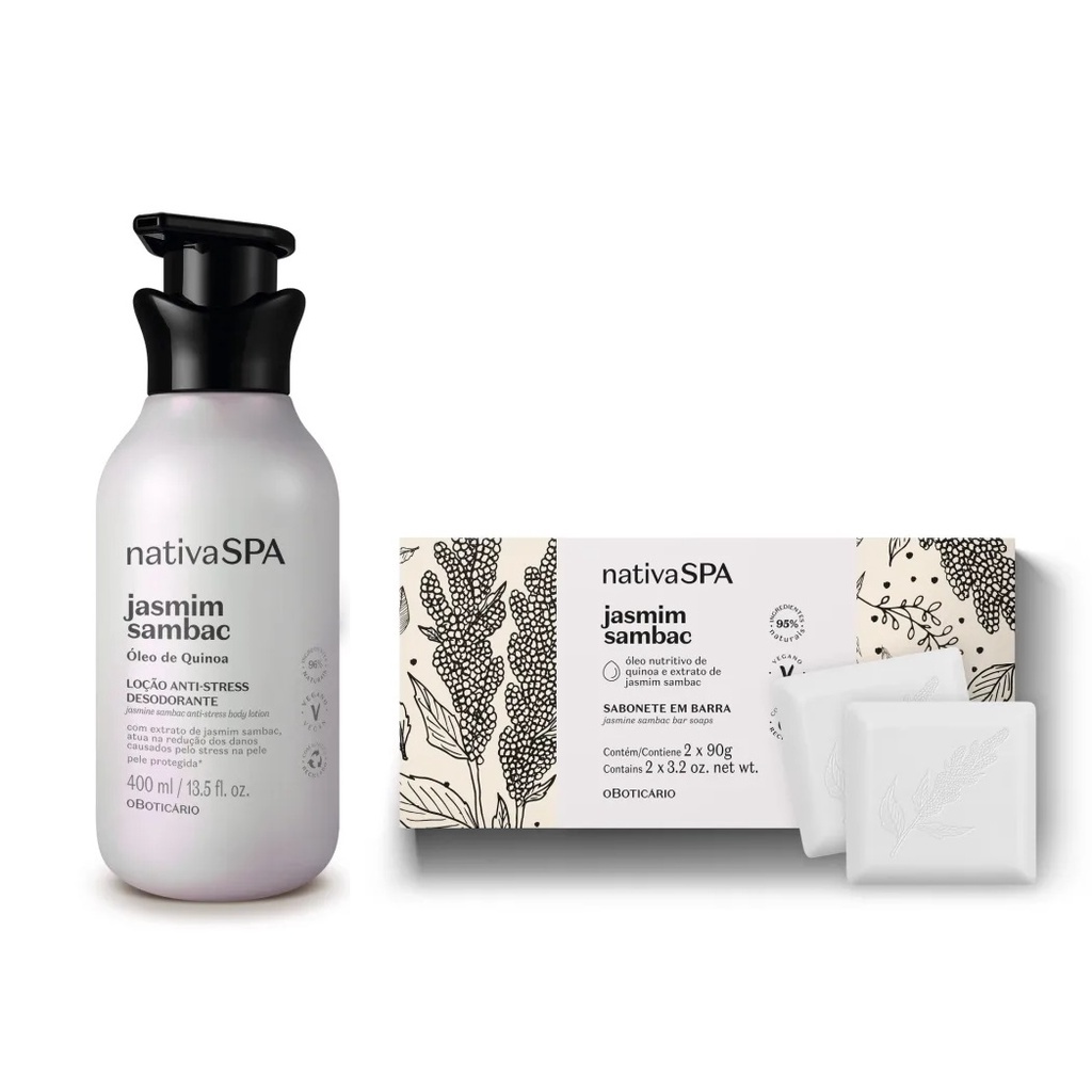 Combo Nativa Spa Jasmim Sambac: Loção Hidratante Anti-Stress 400ml + 2 ...