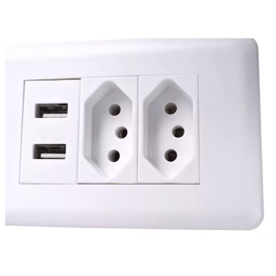 Tomada USB Universal Tomada De Parede Bivolt Multifuncional Com 2 ...