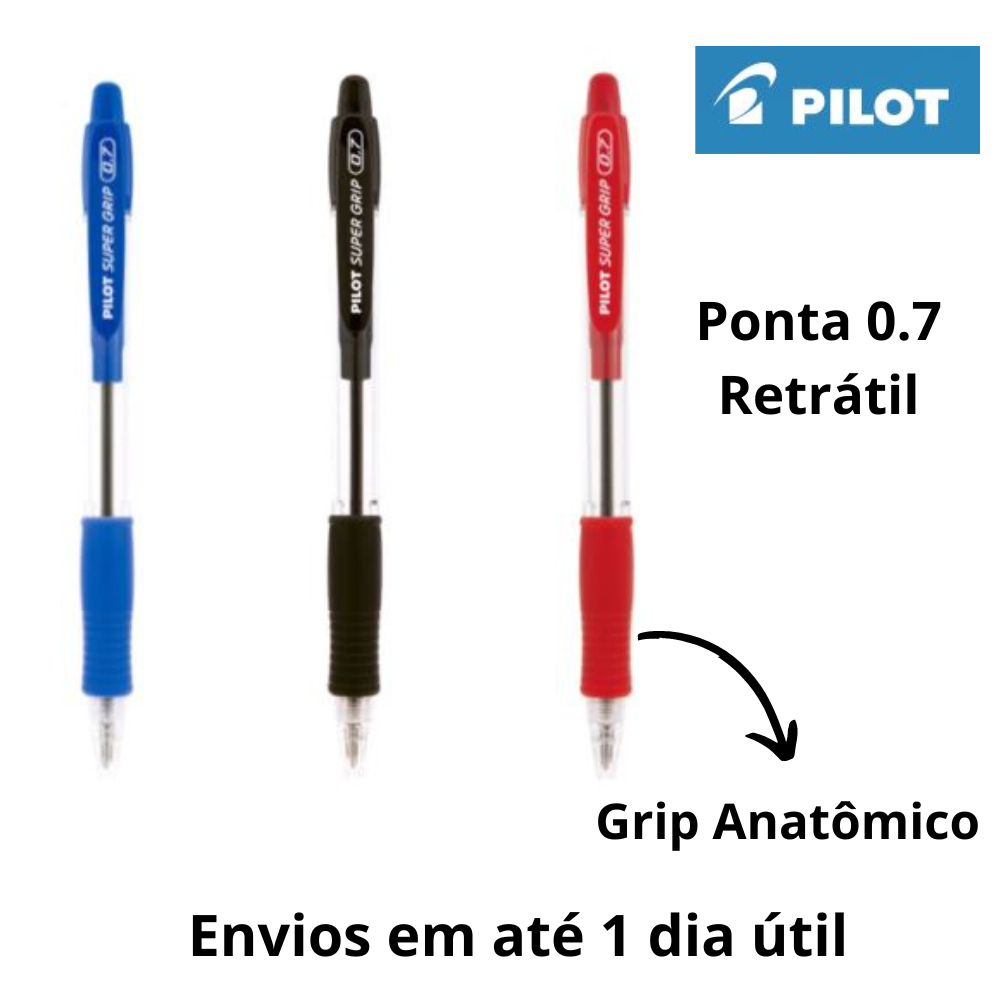 Caneta Esferográfica Retrátil Pilot Super Grip 0.7mm | Shopee Brasil