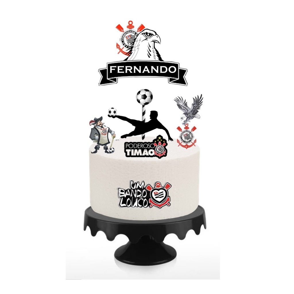 Topo de Bolo Topper de Bolo Aniversário CORINTHIANS | Shopee Brasil