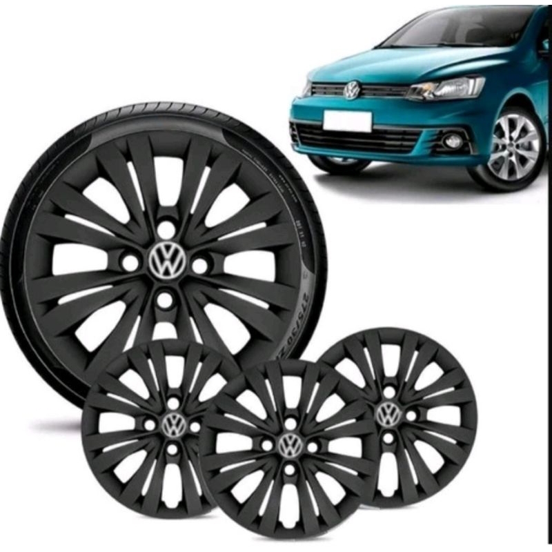 jogo calota Volkswagen gol aro 14 G3 G4 G5 G6 G7 e G8 preto fosco com ...