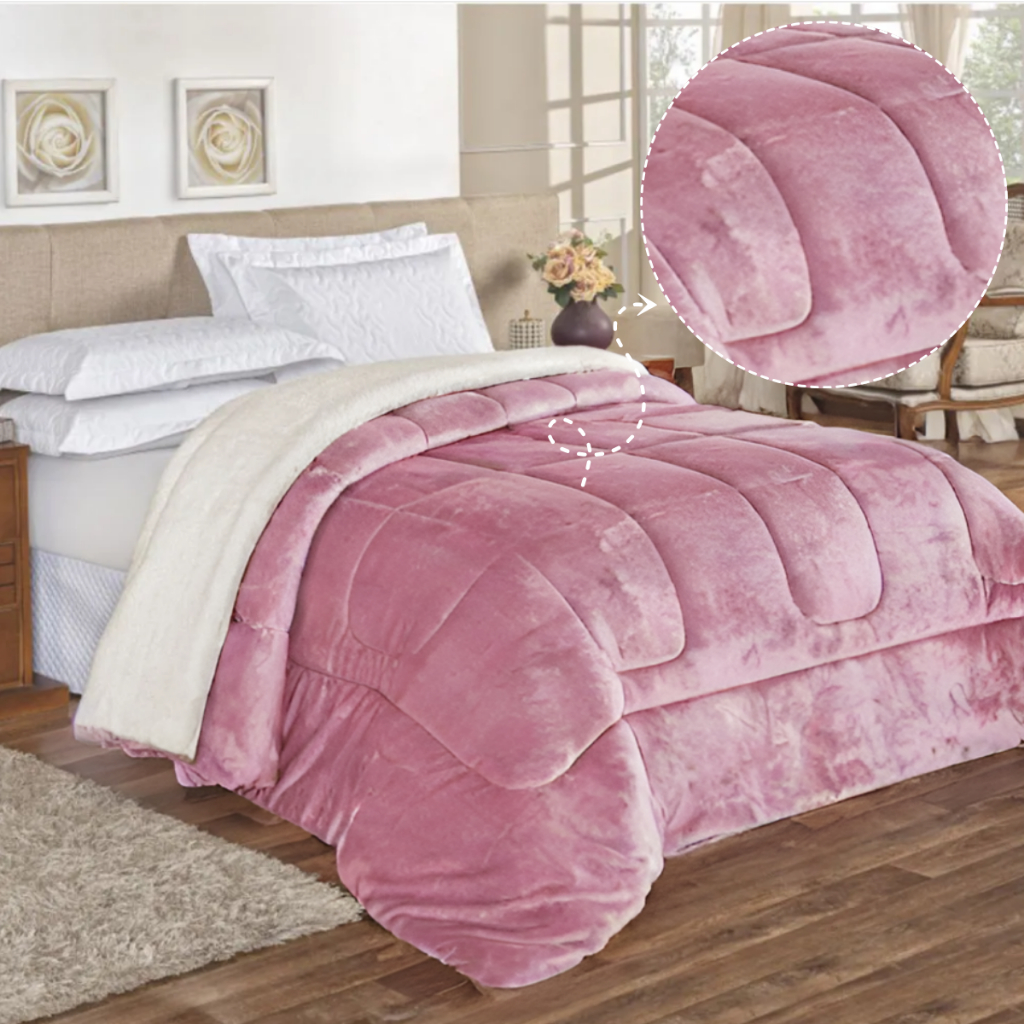 Coberdrom Edredom Sherpa Queen Casal - 2.40x2.20 - Macio e Elegante ...