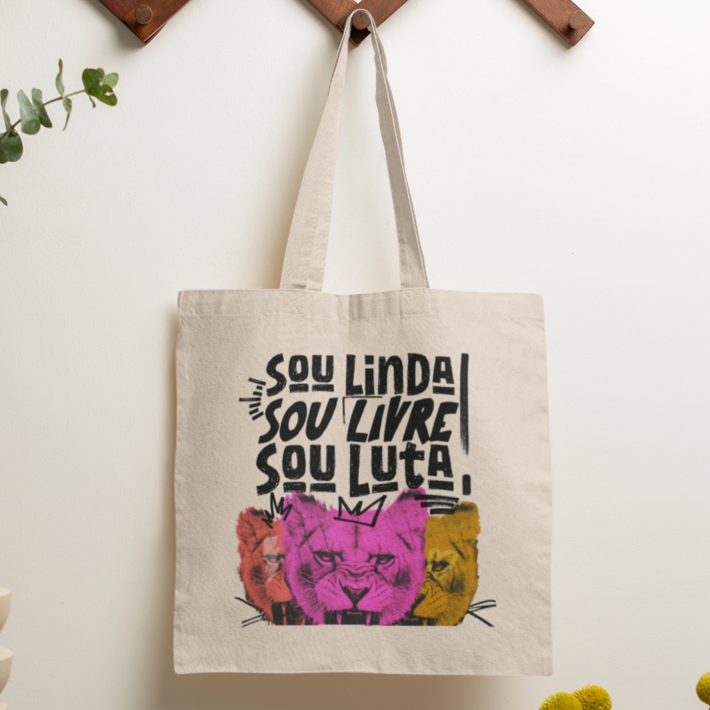 Bolsa Sacola Ecobag Feminismo Luta Feminina Sou Linda Sou Luta Com ou Sem Zíper 100% Algodão Cru ...