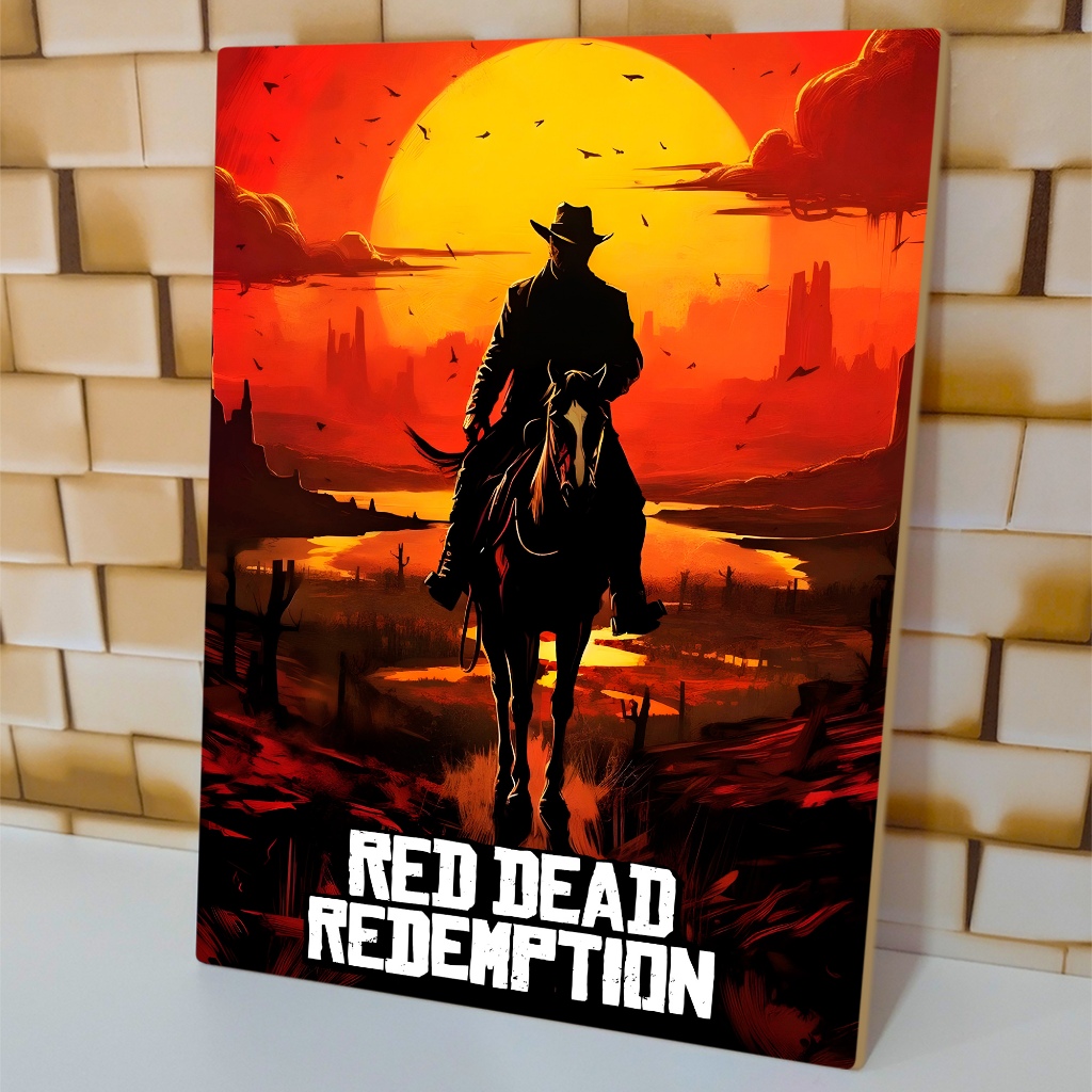 Placa Decorativa Red Dead Redemption 28x20 MDF Grosso Impresso à Laser ...