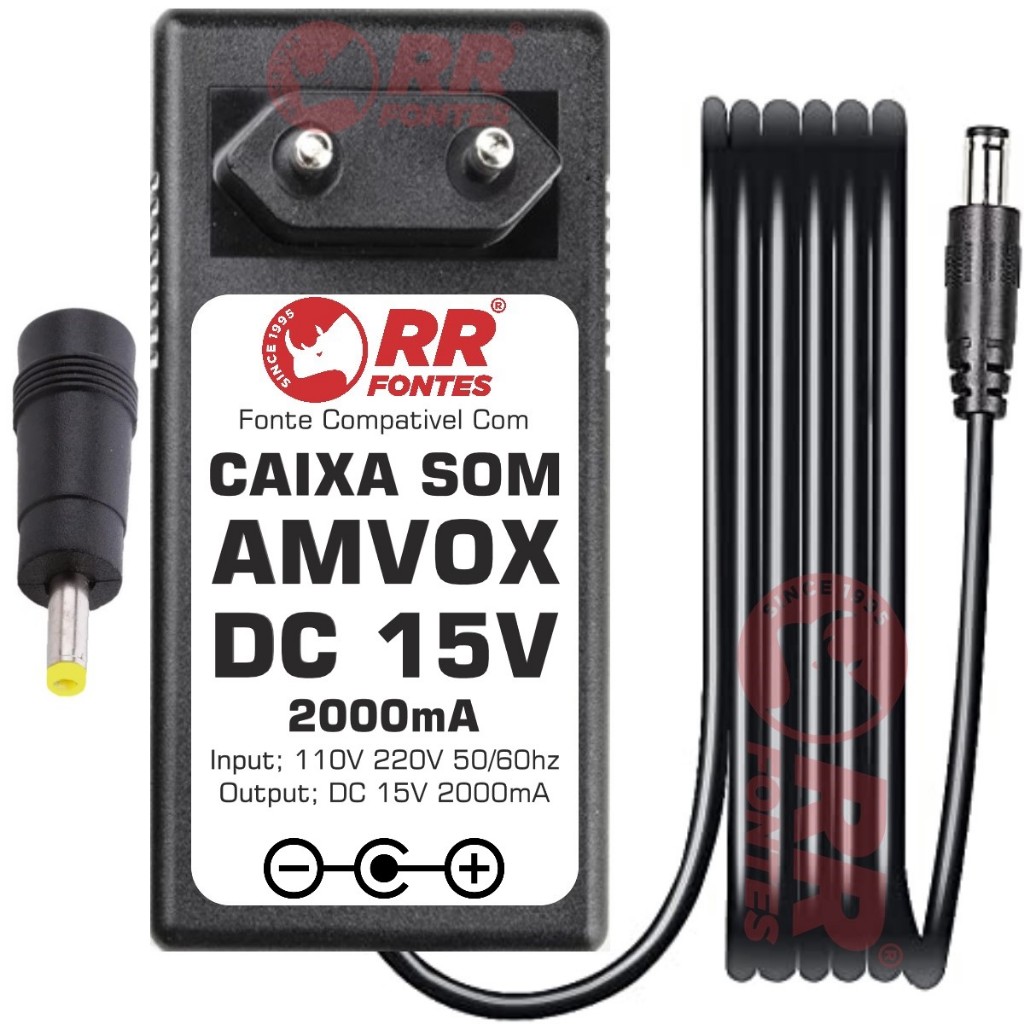 Fonte Carregador 15v Para Caixa De Som Amvox Aca-757 New X Amplificada | Shopee Brasil