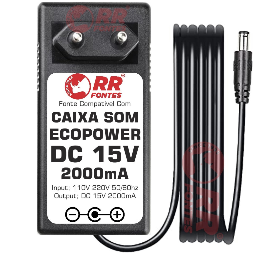 Fonte Carregador 15v Para Caixa Ecopower Ep-1903 EP-1904 | Shopee Brasil