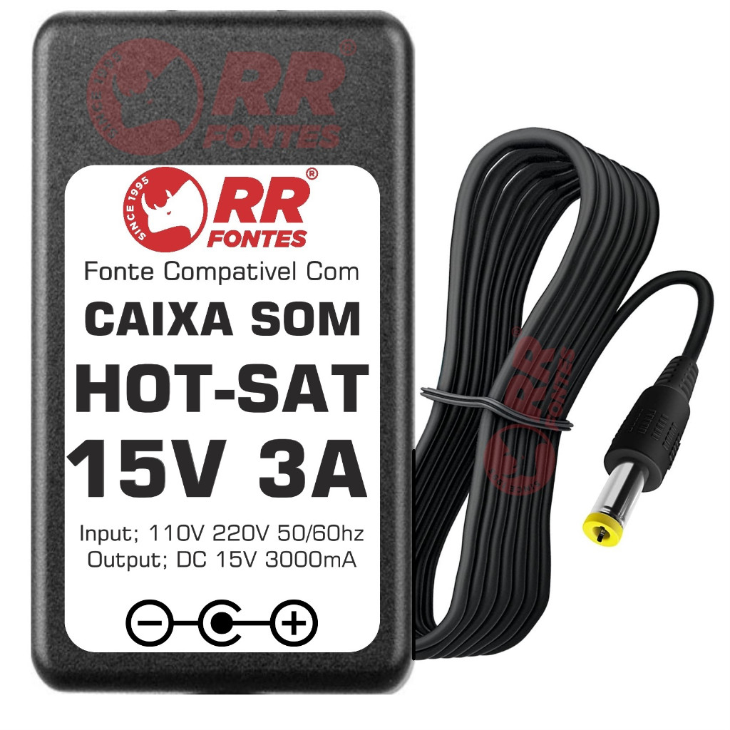 Fonte Carregador 15V 3A Para Caixa HOT-SAT HSX BOX-800 BR | Shopee Brasil