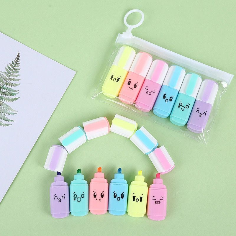 KIT - PACOTE Mini Marca Texto Fofo 6 CORES | Shopee Brasil