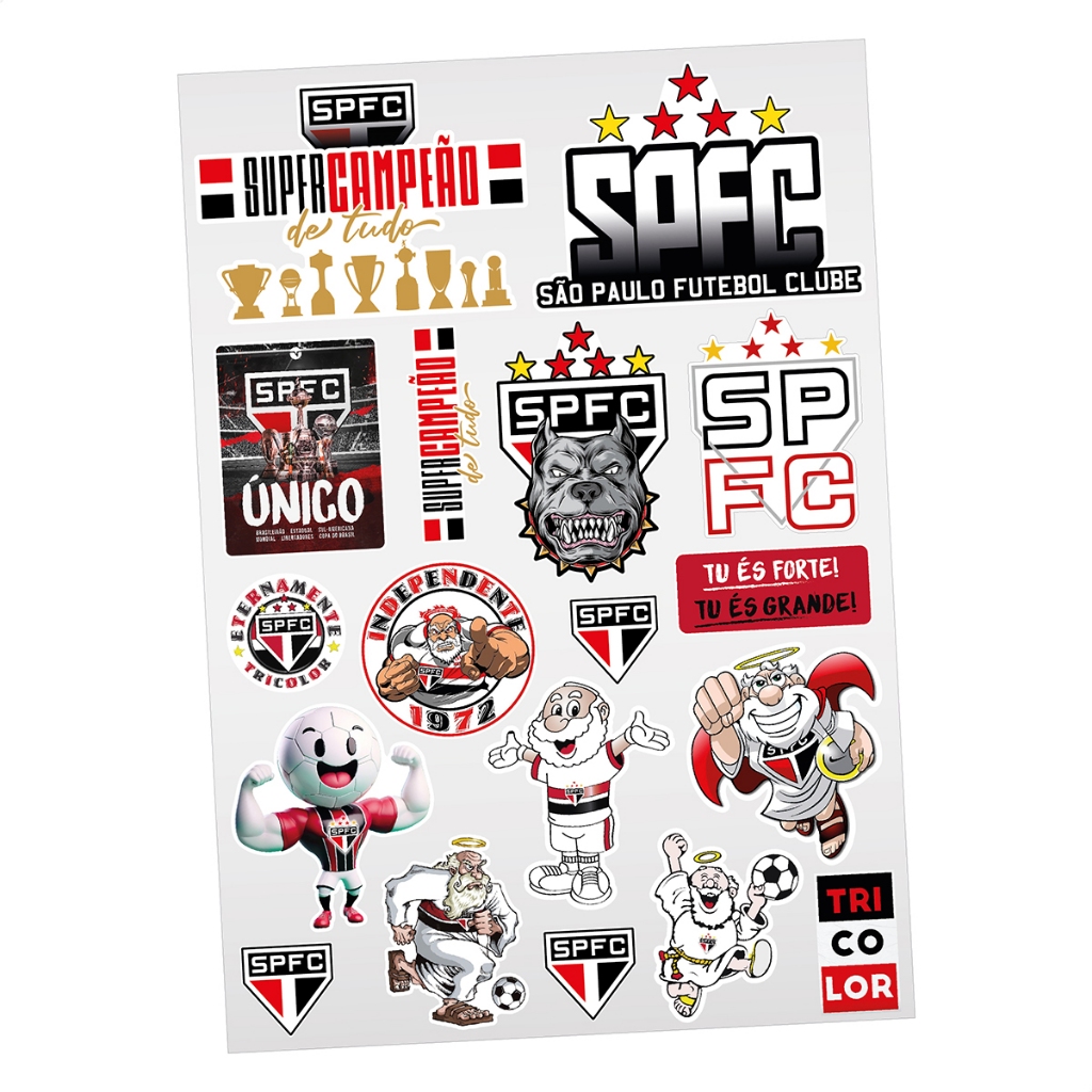 ADESIVO São Paulo CARTELA DE TIMES 15 Adesivos STICKERS ETIQUETA São ...