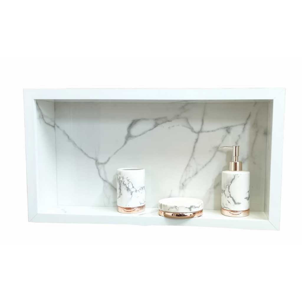 Nicho Banheiro Porcelanato 60x30 (8) borda de alumínio | Shopee Brasil