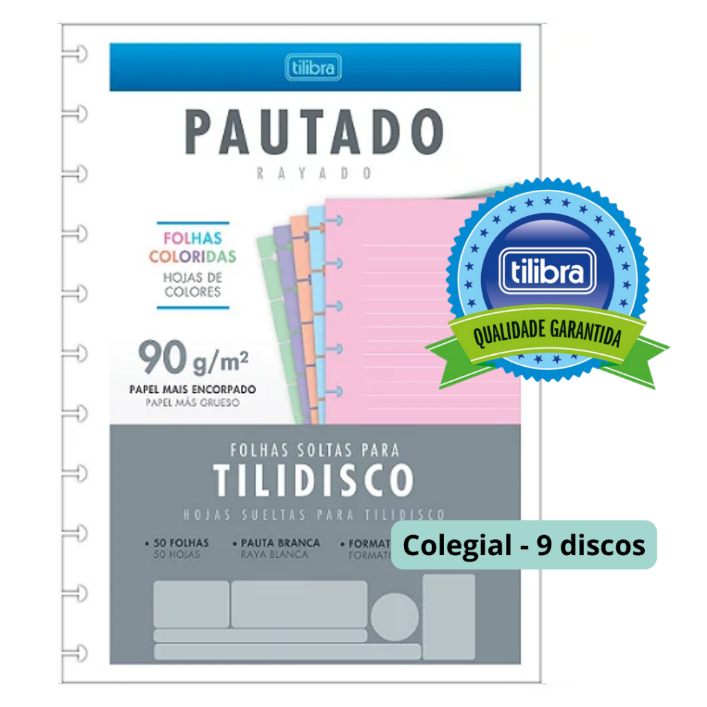 REFIL CADERNO DE DISCO TILIDISCO COLEGIAL COLOR 90G TILIBRA | Shopee Brasil