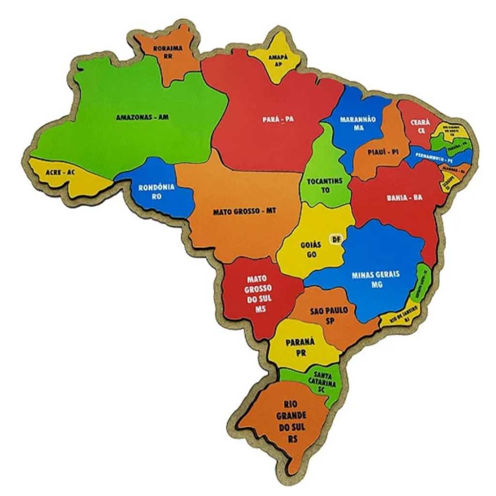 Jogo de Tabuleiro Mapa do Brasil (estados) Encaixe MDF-Madeira | Shopee ...