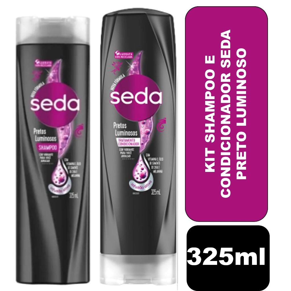 Kit Shampoo e Condicionador Seda Preto Luminoso 325ml | Shopee Brasil