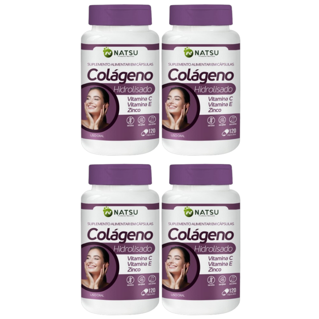 Colágeno Hidrolisado - Natsu - Suplemento alimentar em cápsulas - 480 ...