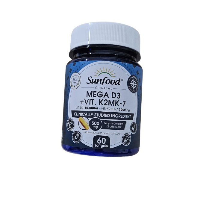 Mega D3 +VIT. K2 MK7 500mg 60 cápsulas Sunfood | Shopee Brasil