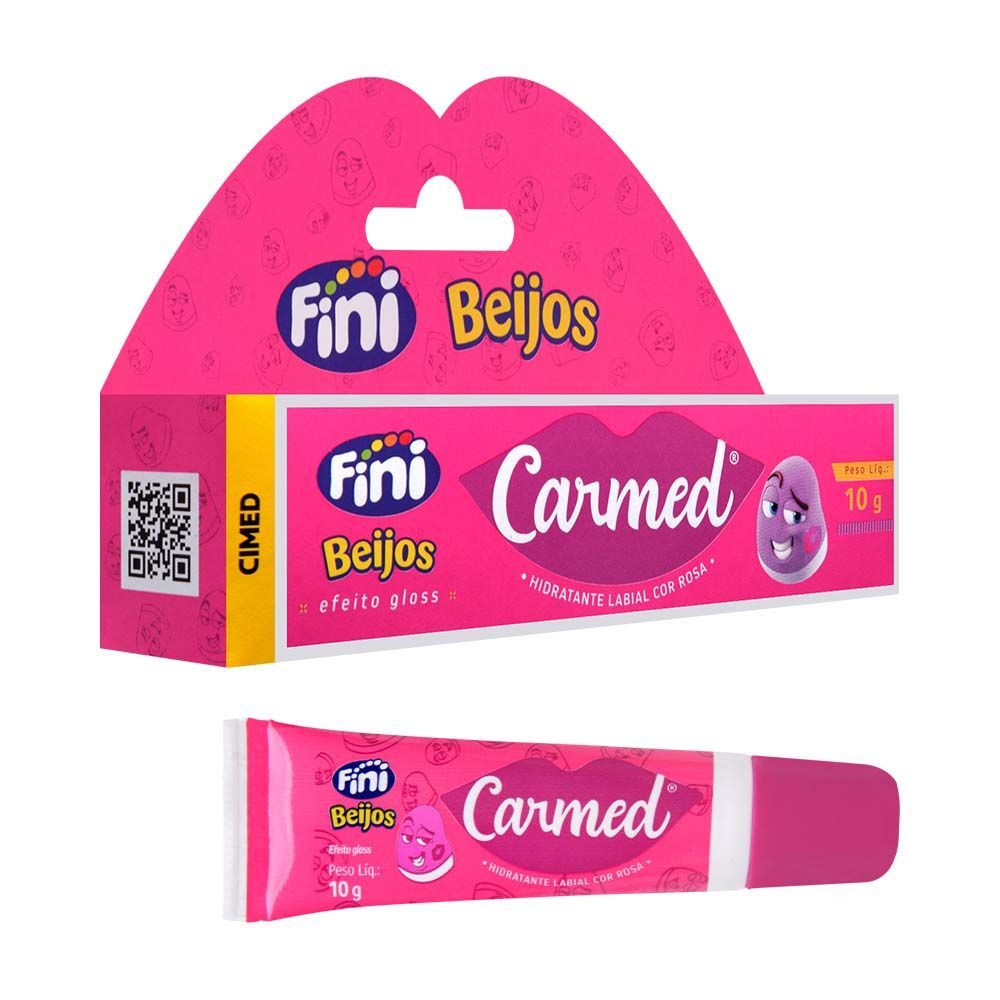 Carmed Fini Beijos Carmed Hidratante Labial Beijos Sabor Morango Cimed 10g | Shopee Brasil