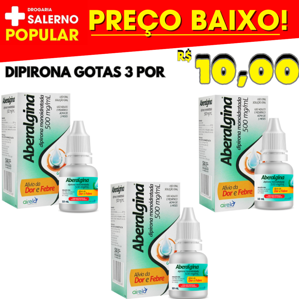 KIT 3 FRASCOS de Aberalgina 10 ml gotas | Shopee Brasil