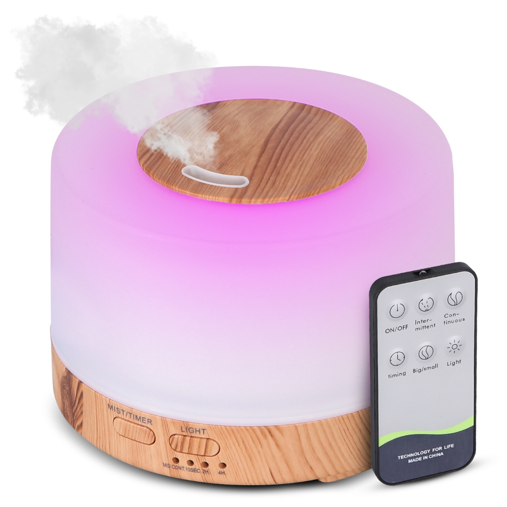 Difusor 300ml Umidificador Aromatizador Portátil Luminária Led Rgb 7 Cores Com Controle Remoto ...